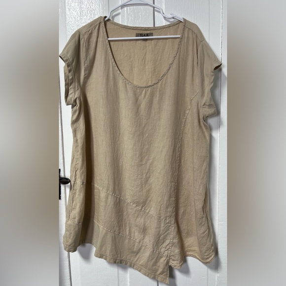 Flax | Tops | Flax Linen Scoop Neck Lagenlook Asymmetrical Tunic Style ...